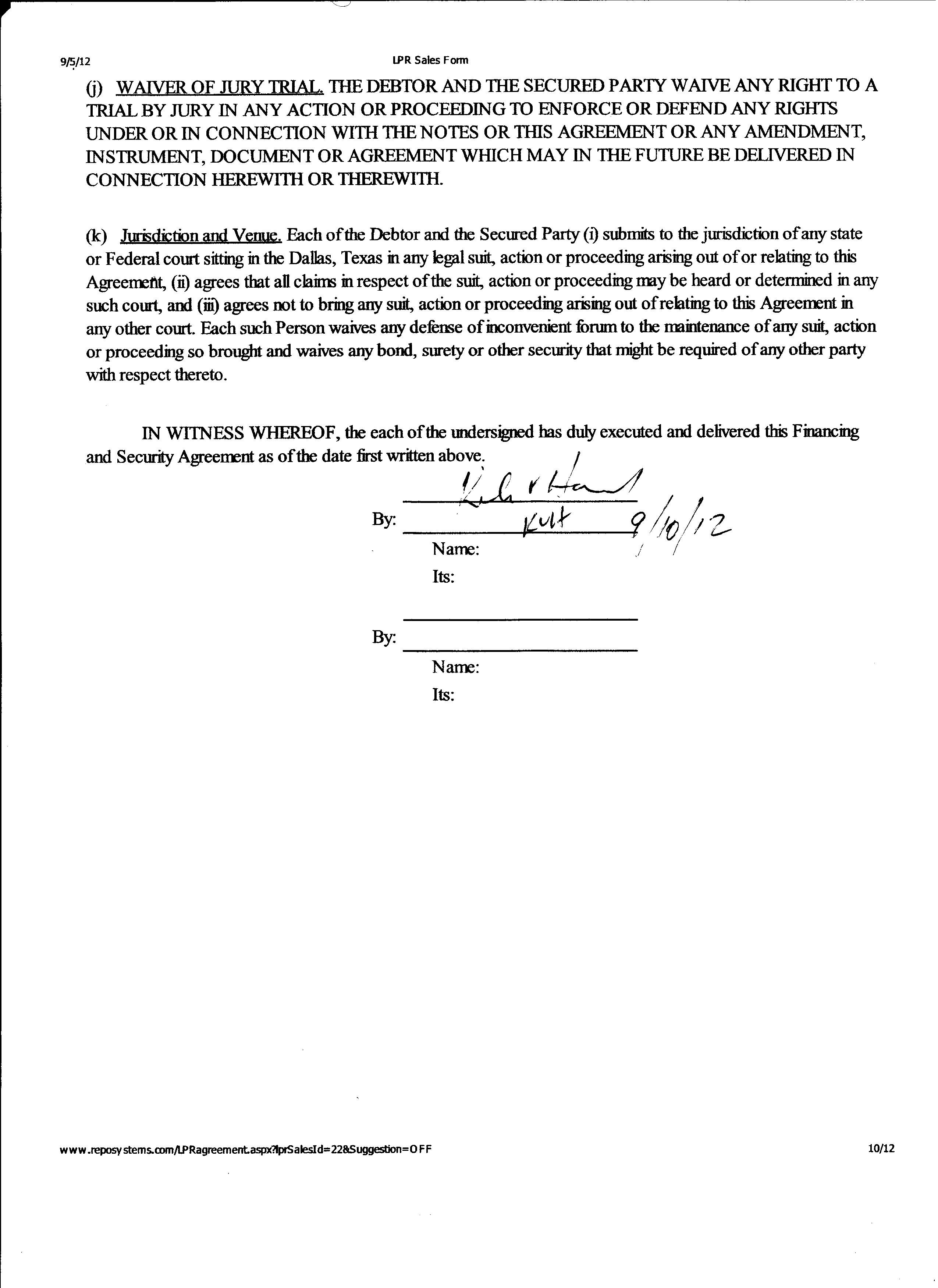 Contract Signature Page Template